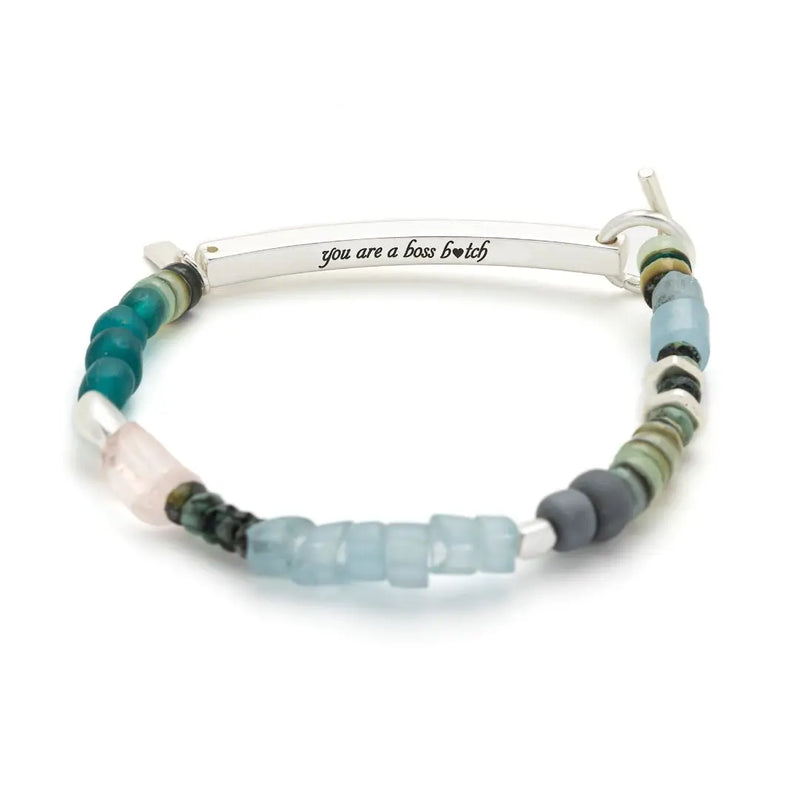 Hidden Message Bracelet - Boss B♥Tch/Rose Quartz/Silver — LOCAL FIXTURE